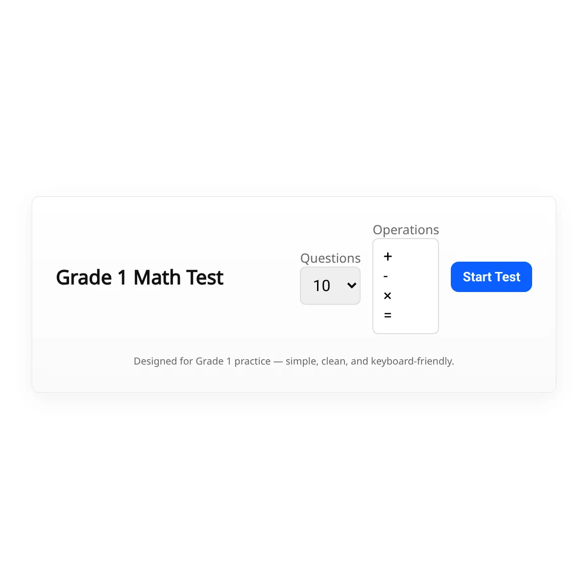 Grade 1 Math Test