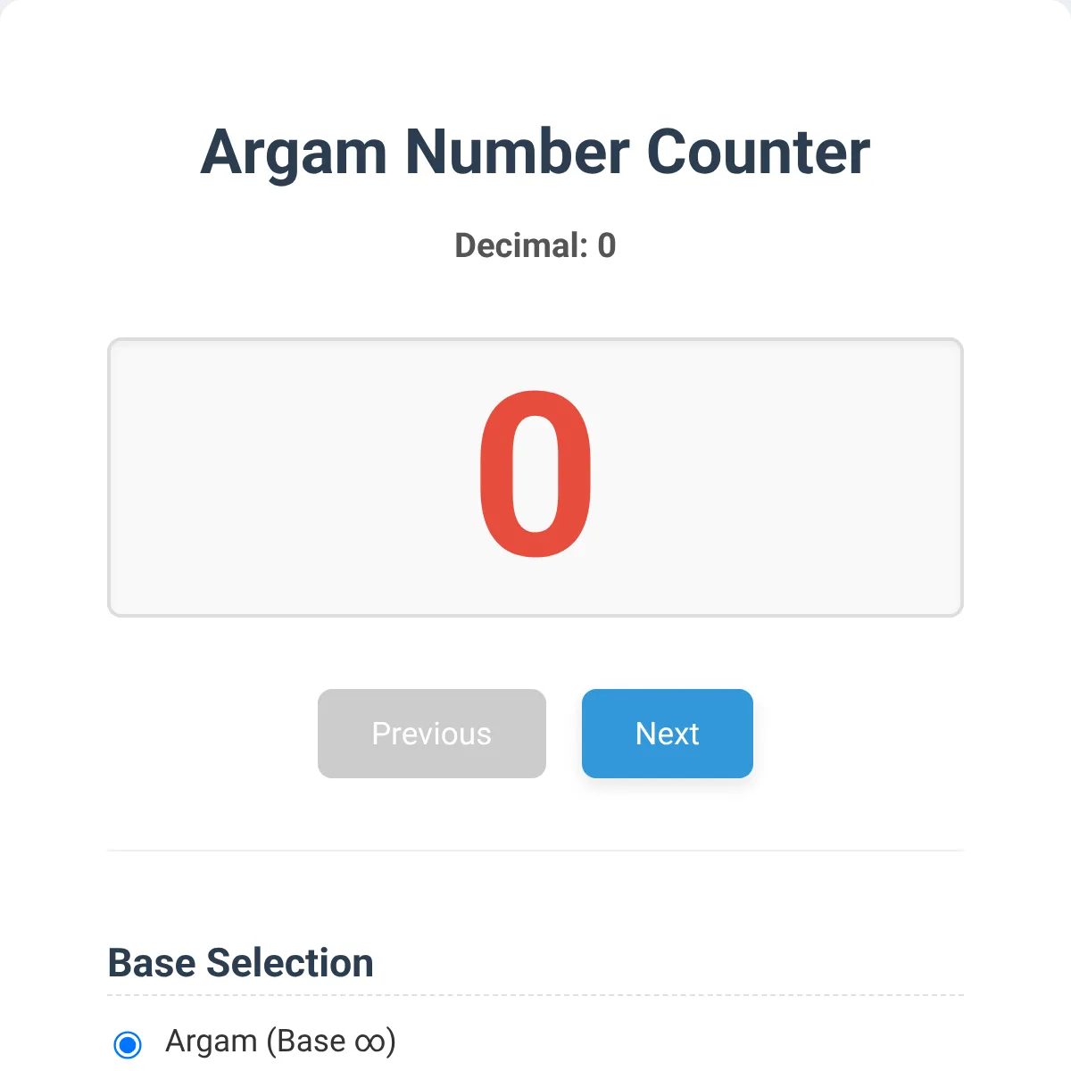 Argam Number Counter (Base ∞)