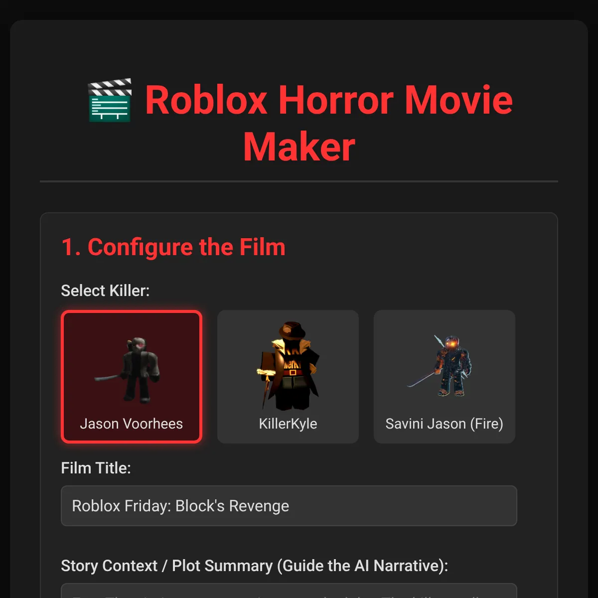🎬 Roblox Horror Movie Maker
