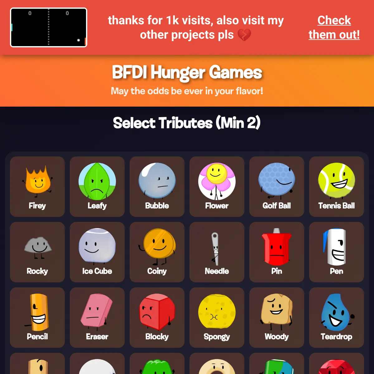 BFDI Hunger Games