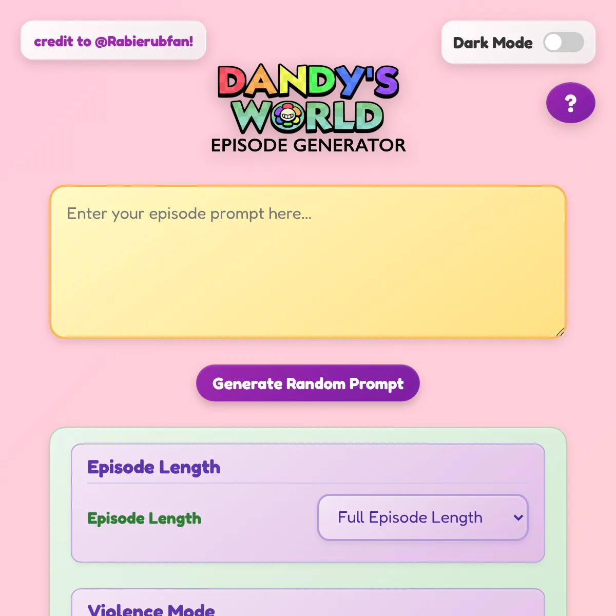 Dandys World Episode Generator