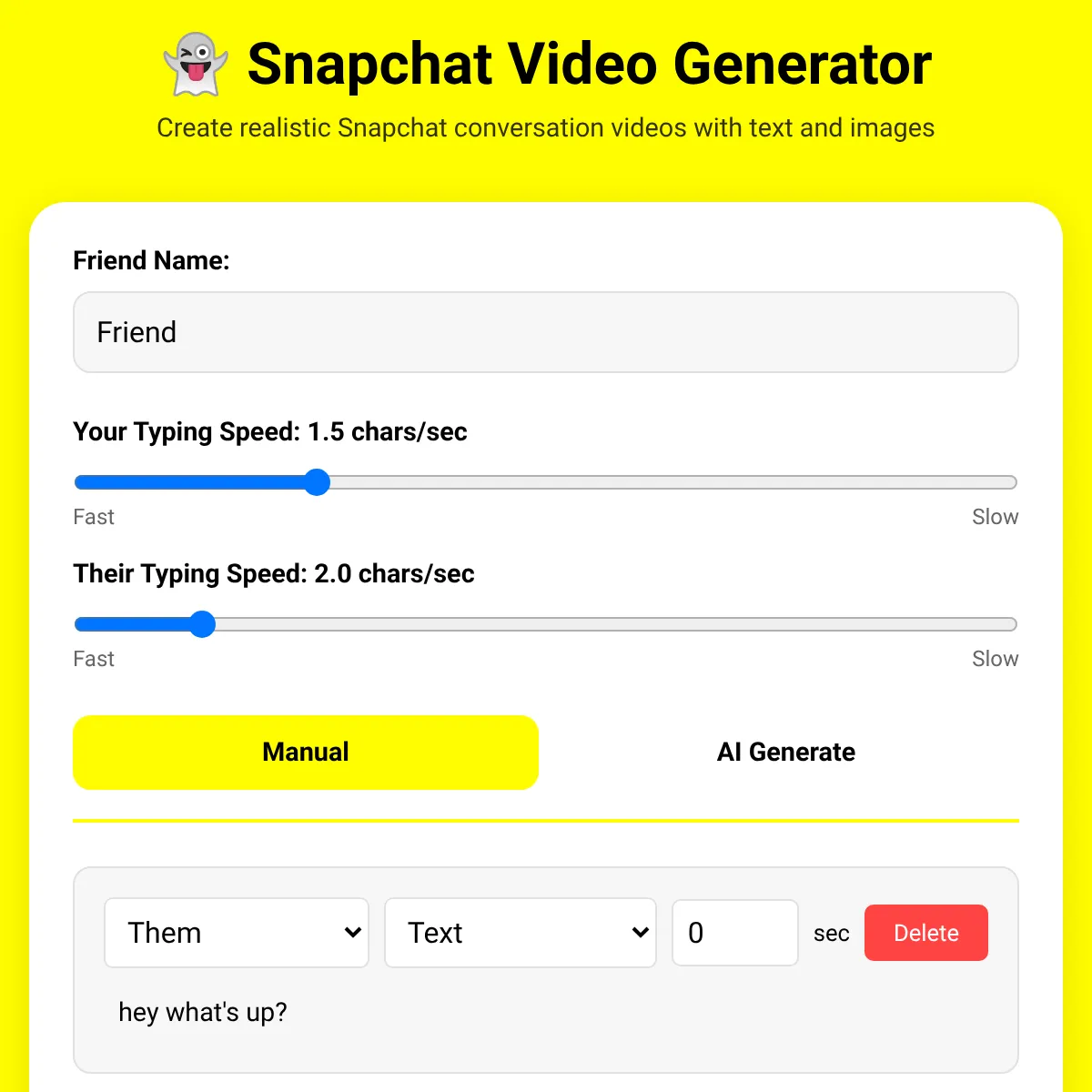Snapchat Video Generator (IMAGE UPDATE!)