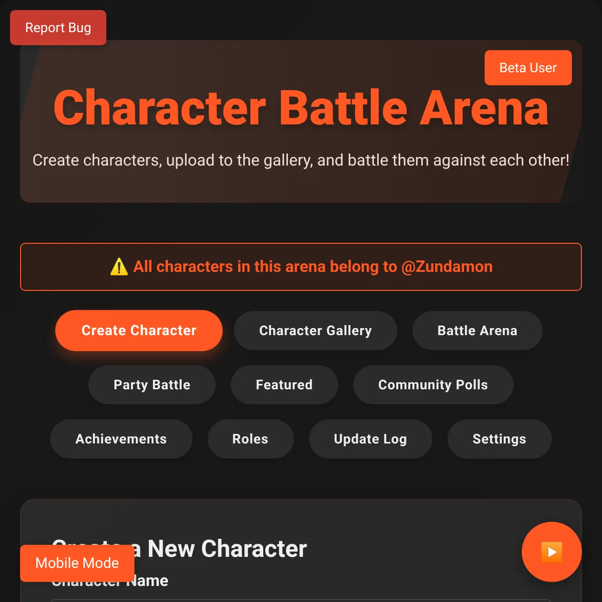 Character Battle Arena 2.0(God buff event is back)