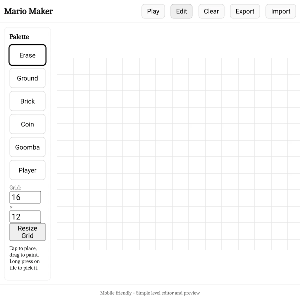 Mario Maker — Mini Level Editor