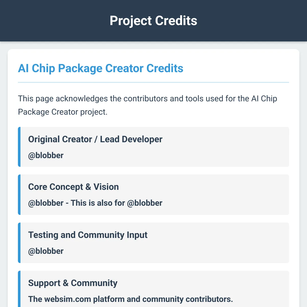 Support for the "Chip Creator" project test