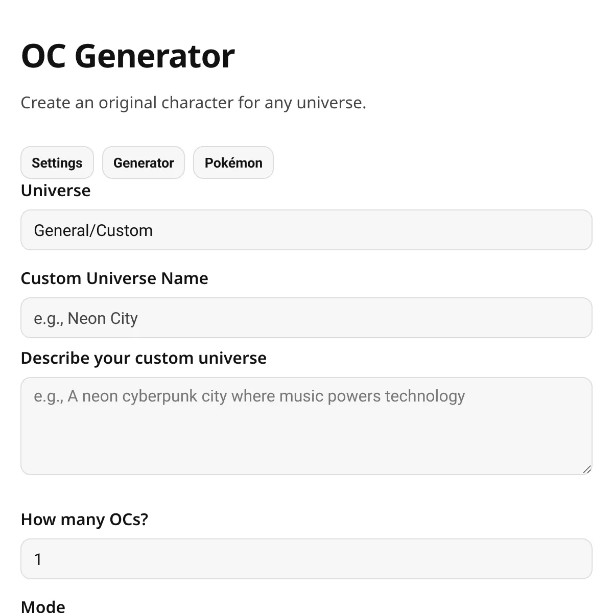 OC Generator