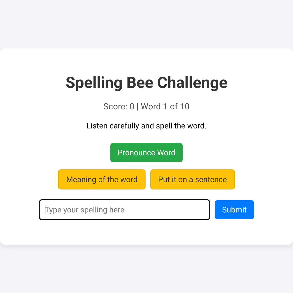 Spelling Bee Challenge