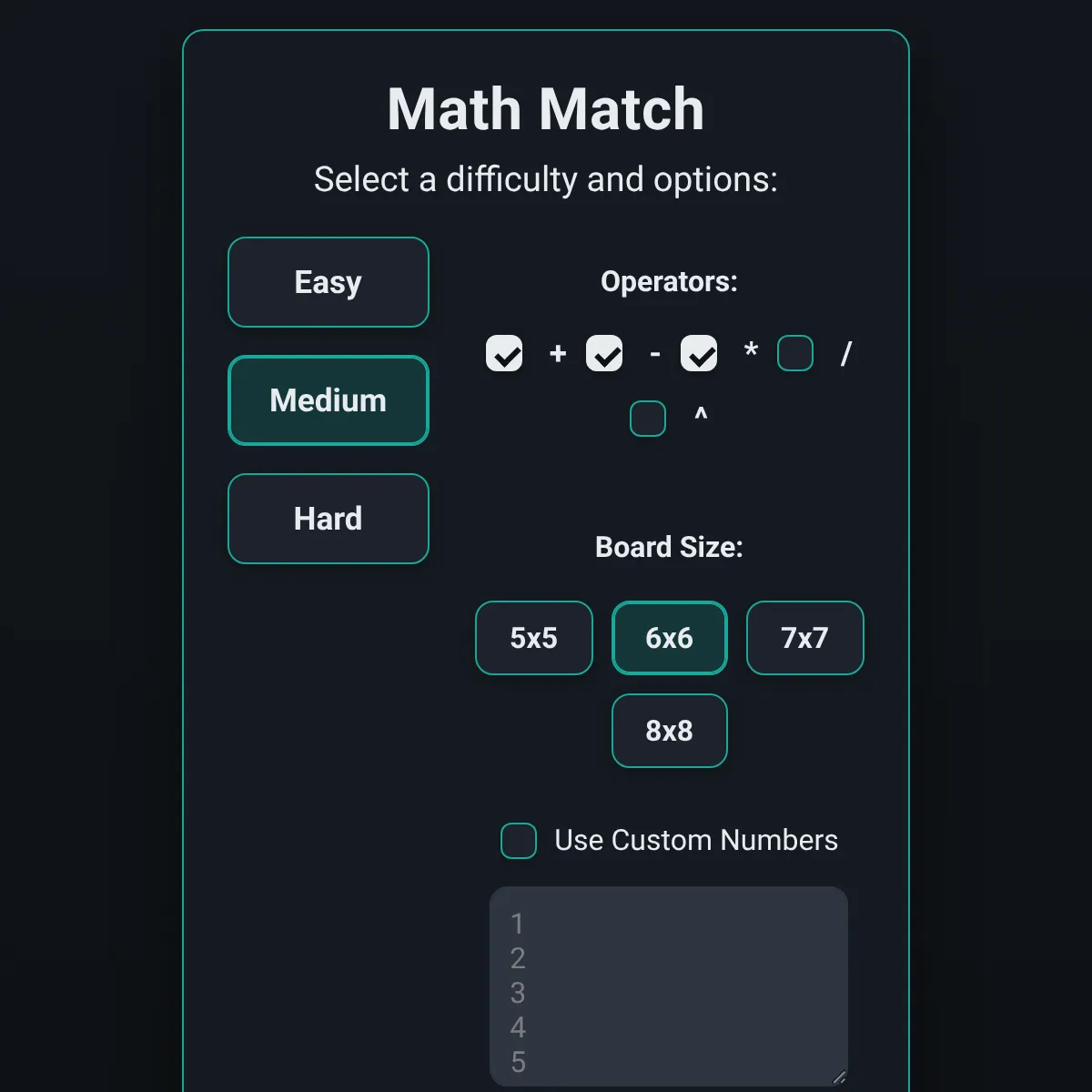 Math Match