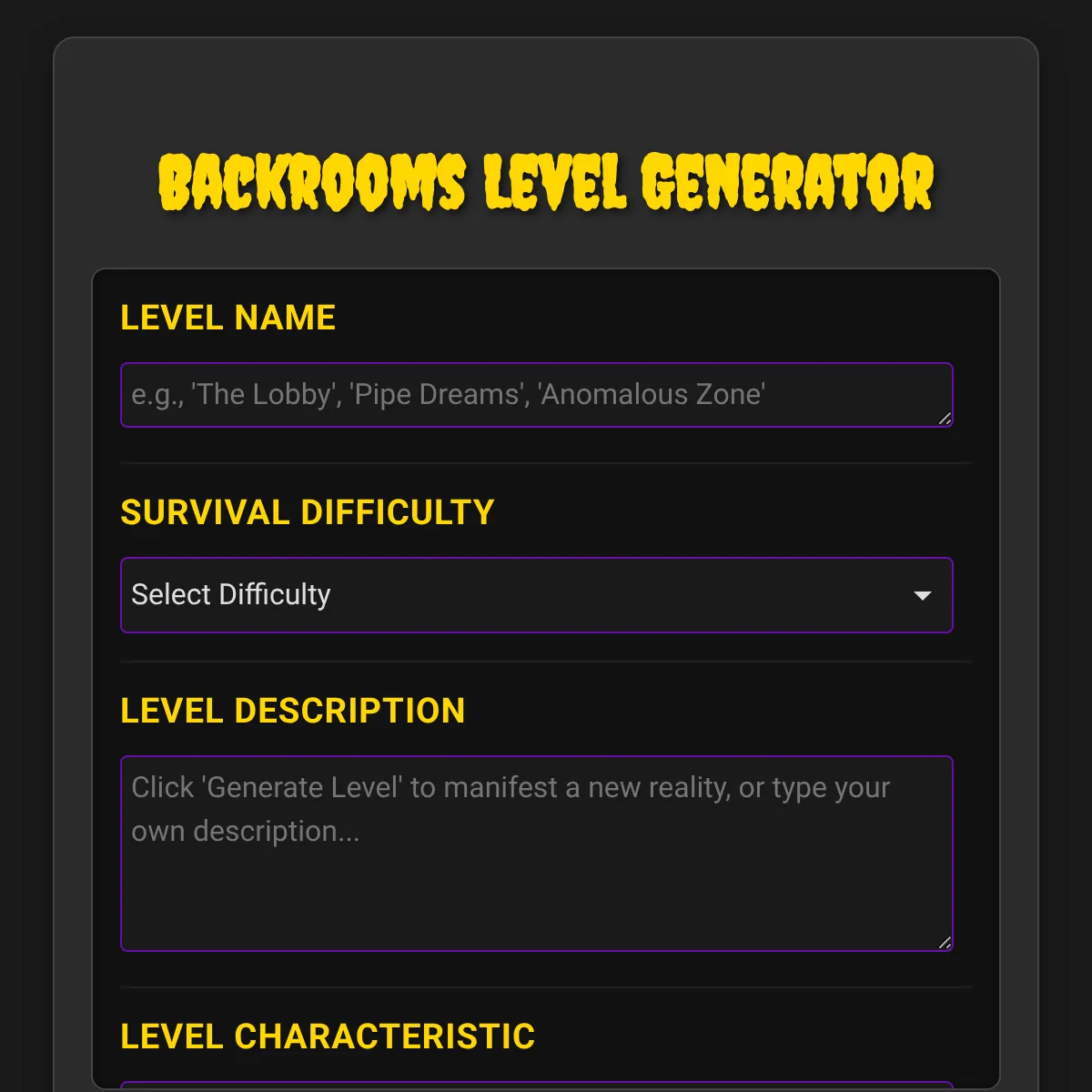 Backrooms Generator
