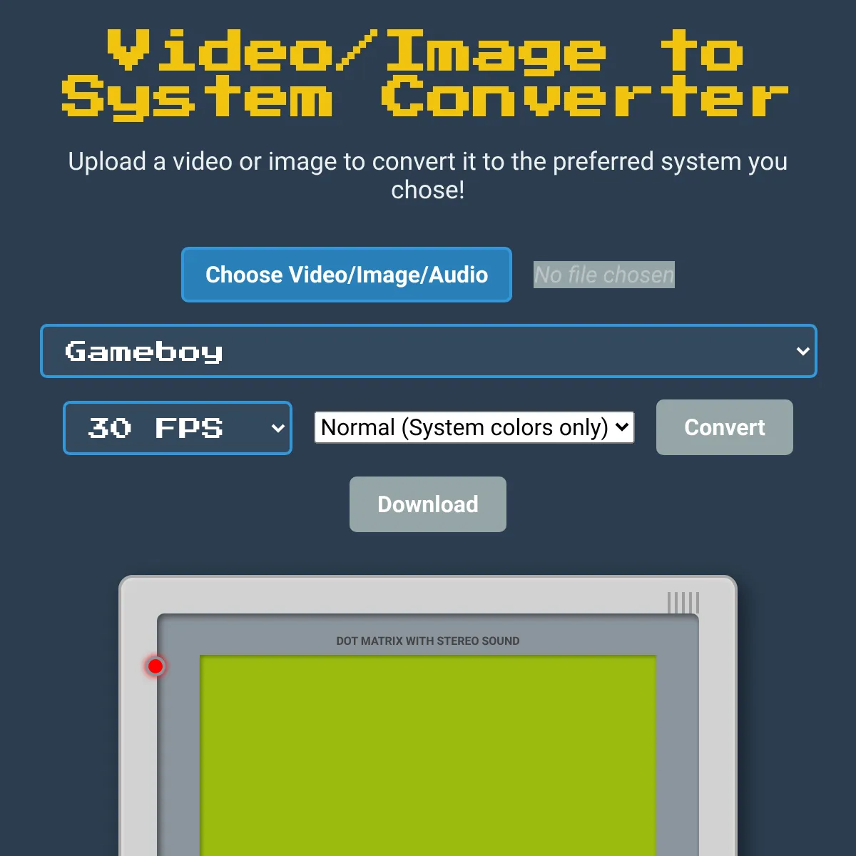 Video/Image to Gameboy Game Converter