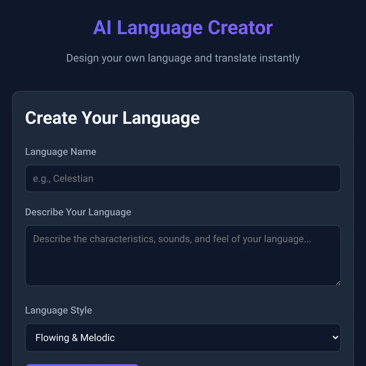 AI Language Creator