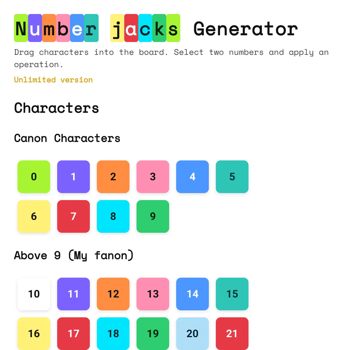 Numberjacks Sandbox ULIMINITED