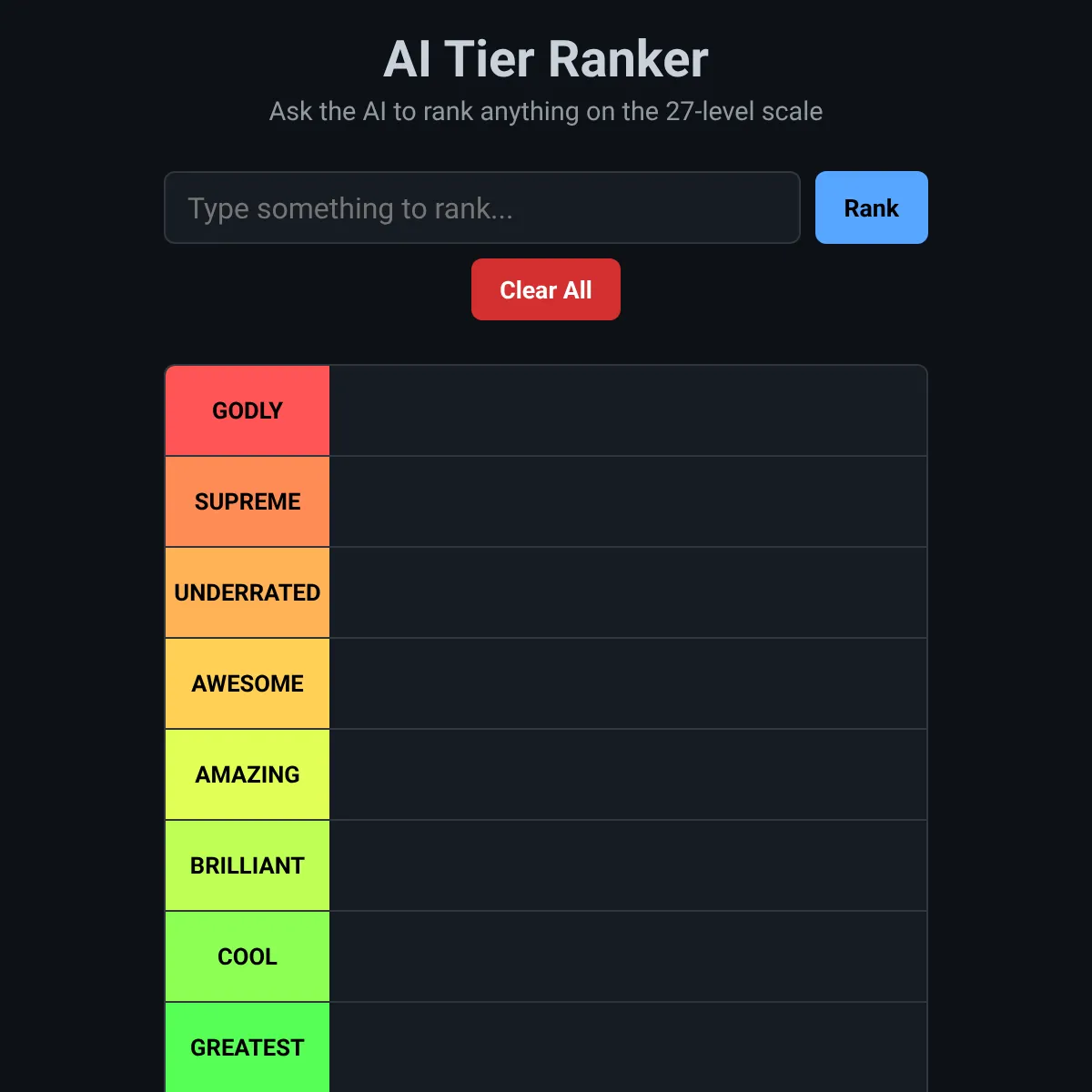 AI Tier Ranker - 💬🤖