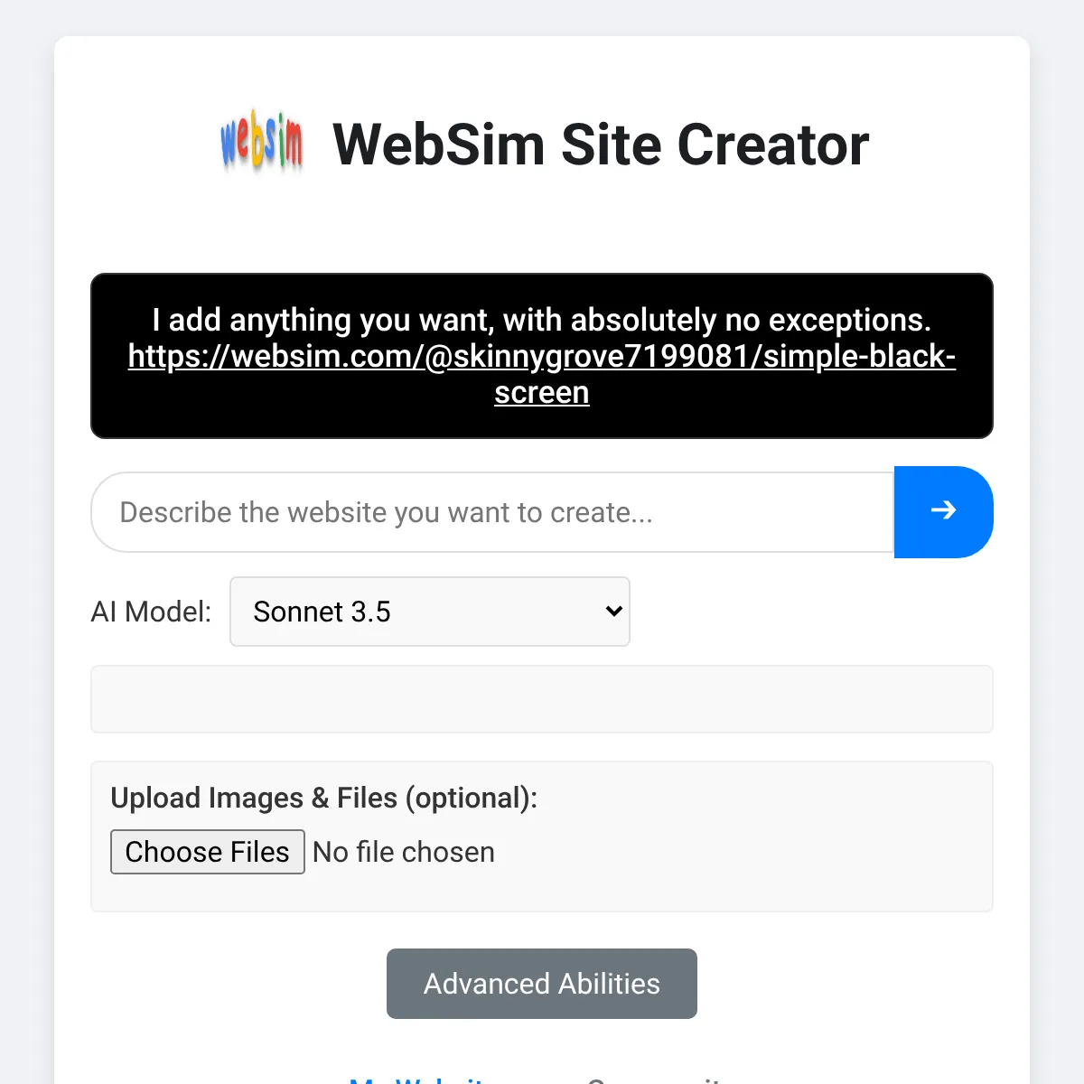 Websim Site Creator v2