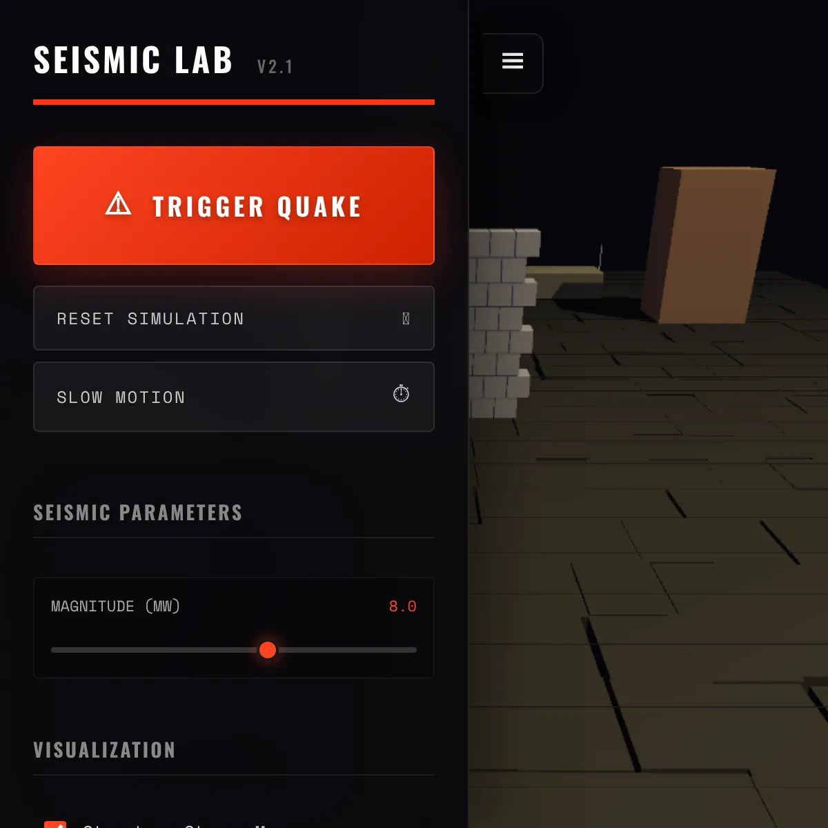 Seismic Fracture Simulation (Earthquake, bomb, physics, etc)