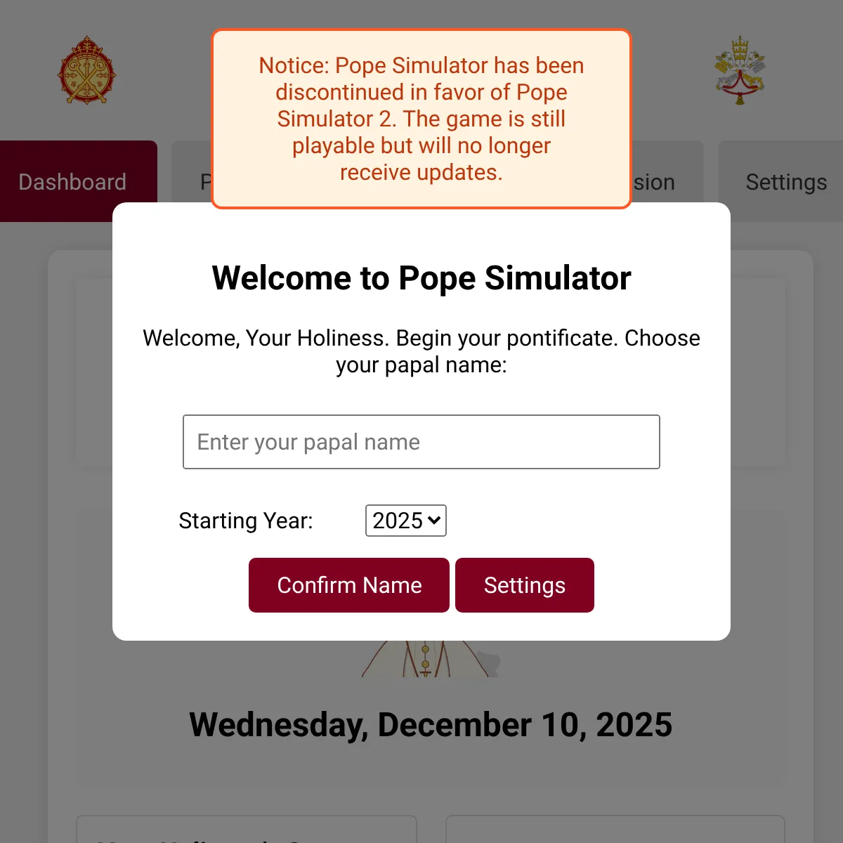 Pope Simulator