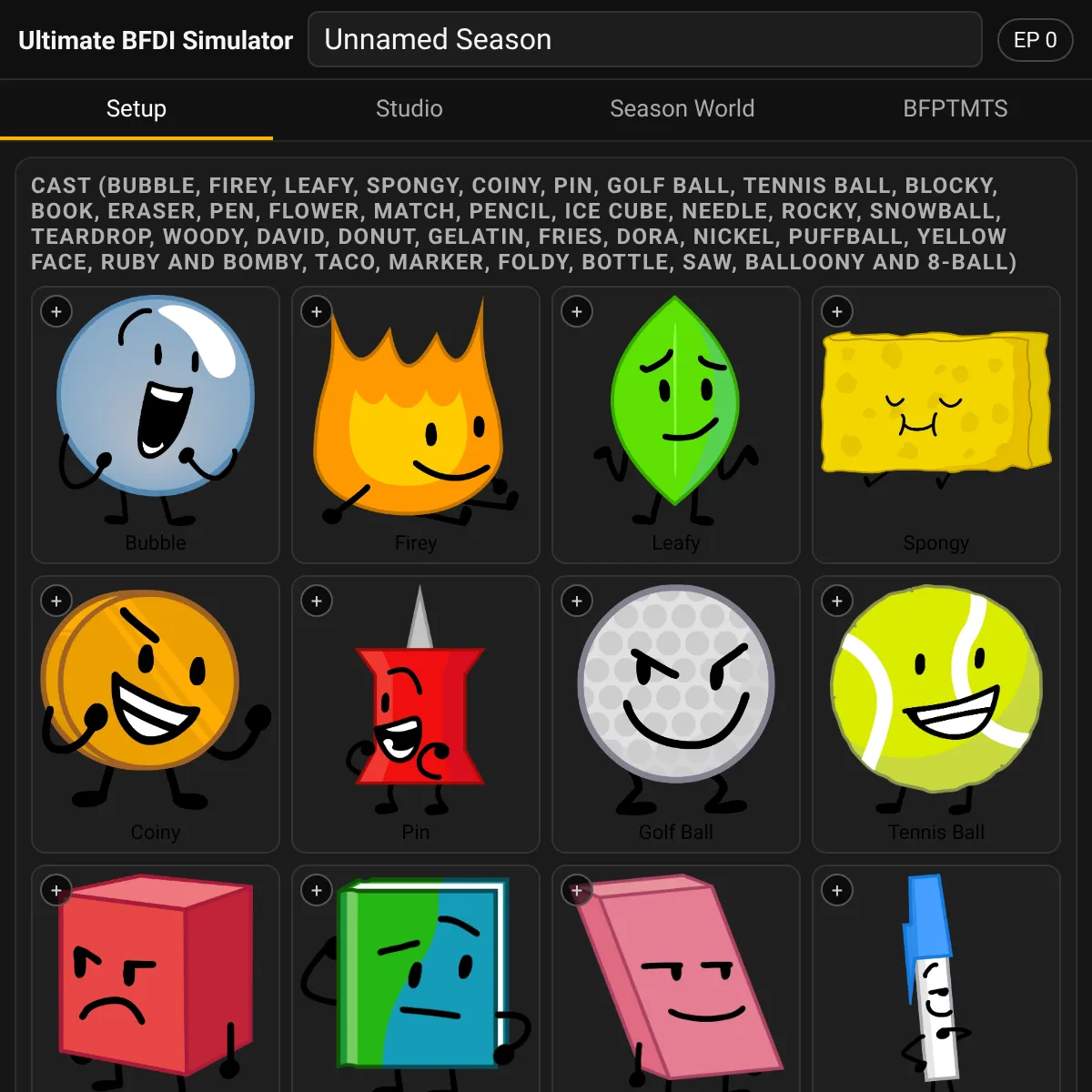 The Ultimate BFDI Simulator+ X (BFB CONTESTANTS WAVE 5 + BONUS CONTESTANTS WAVE 3)