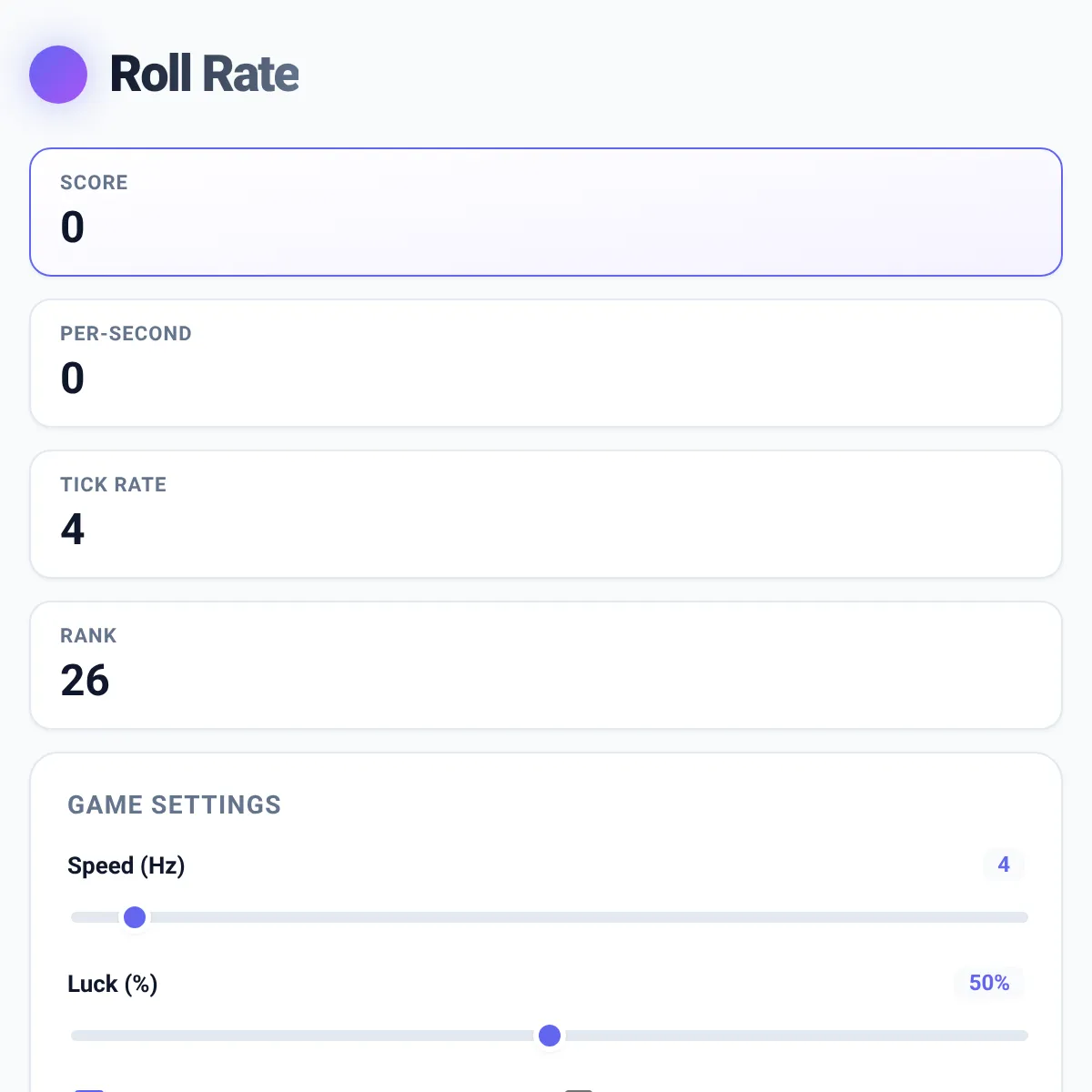 Roll Rate Game