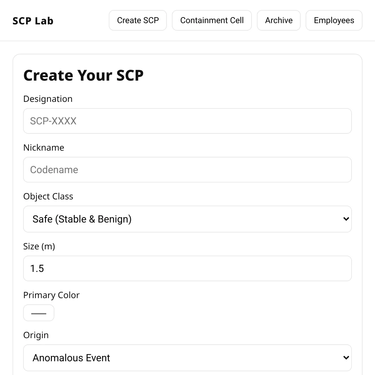 SCP Lab — Create & Contain Your Own SCP