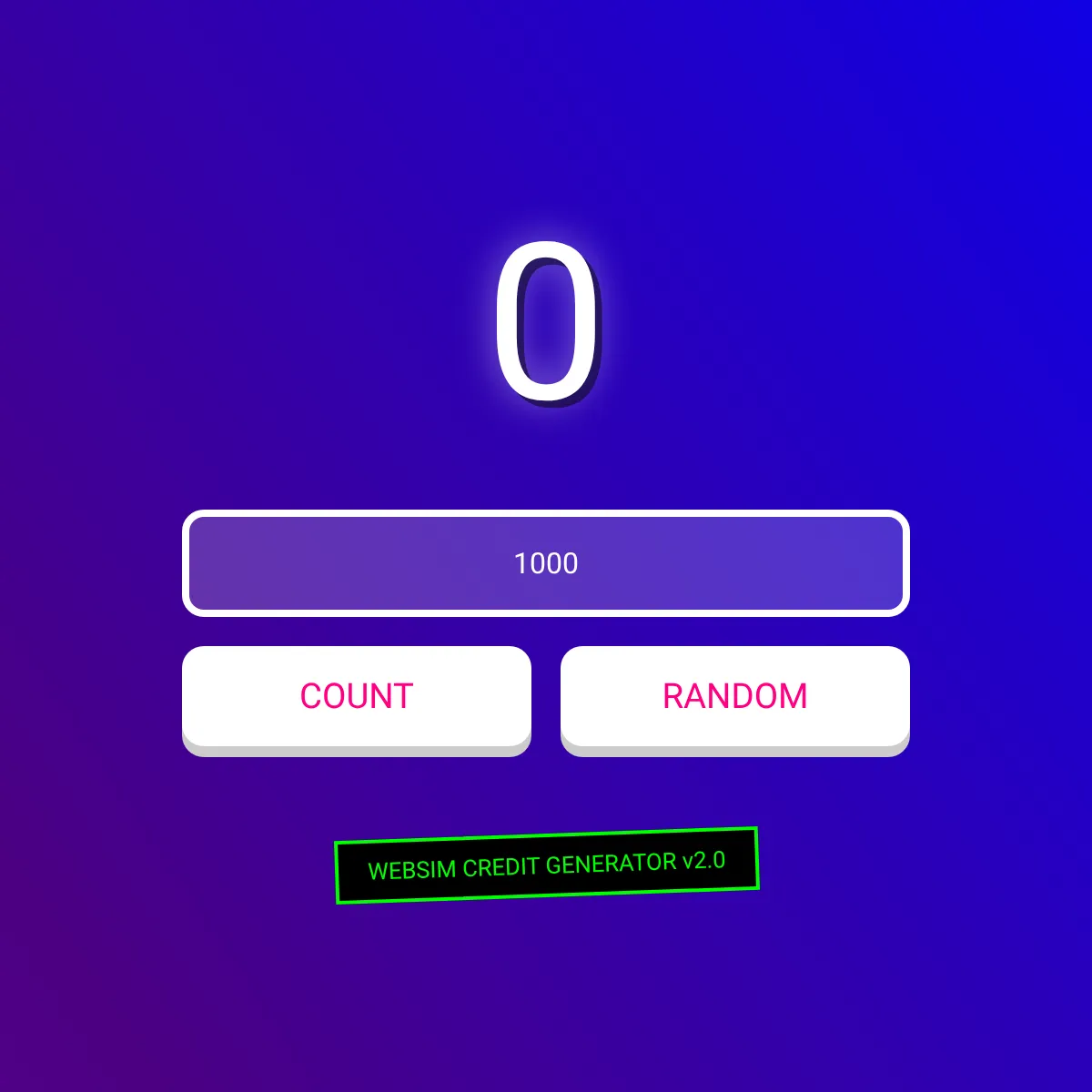 Websim Credit Experiment