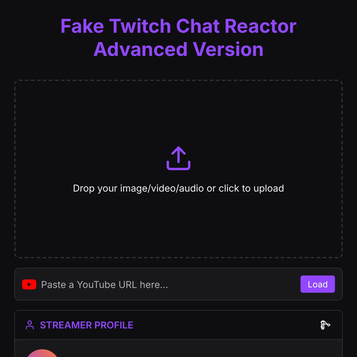 Fake Twitch Chat Reactor Advanced Version