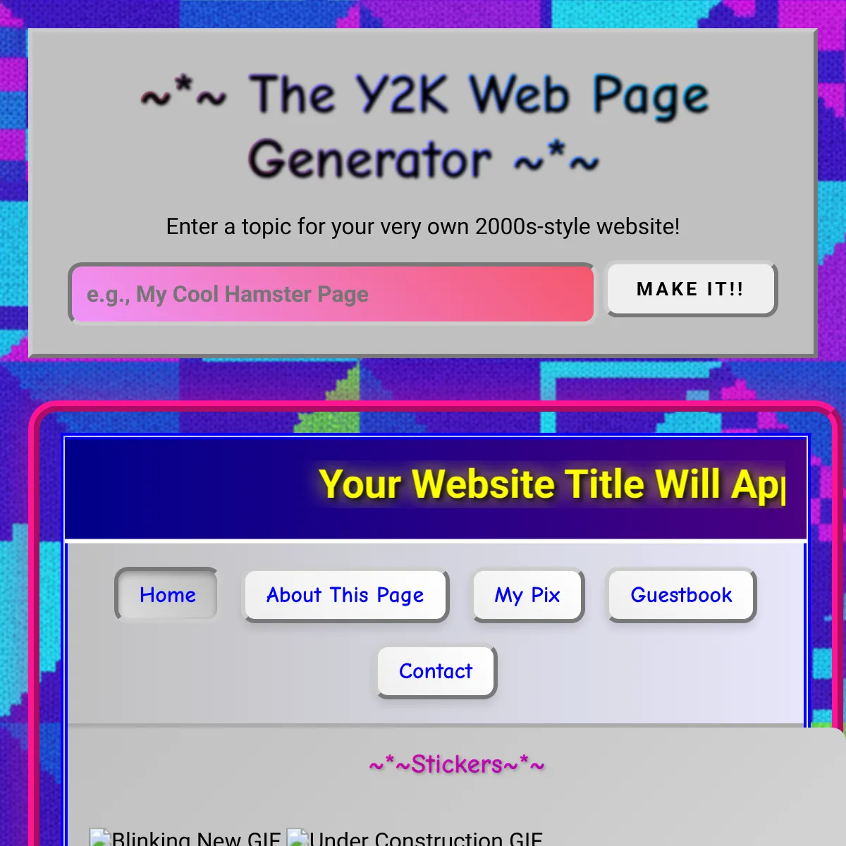 Y2K Web Page Generator
