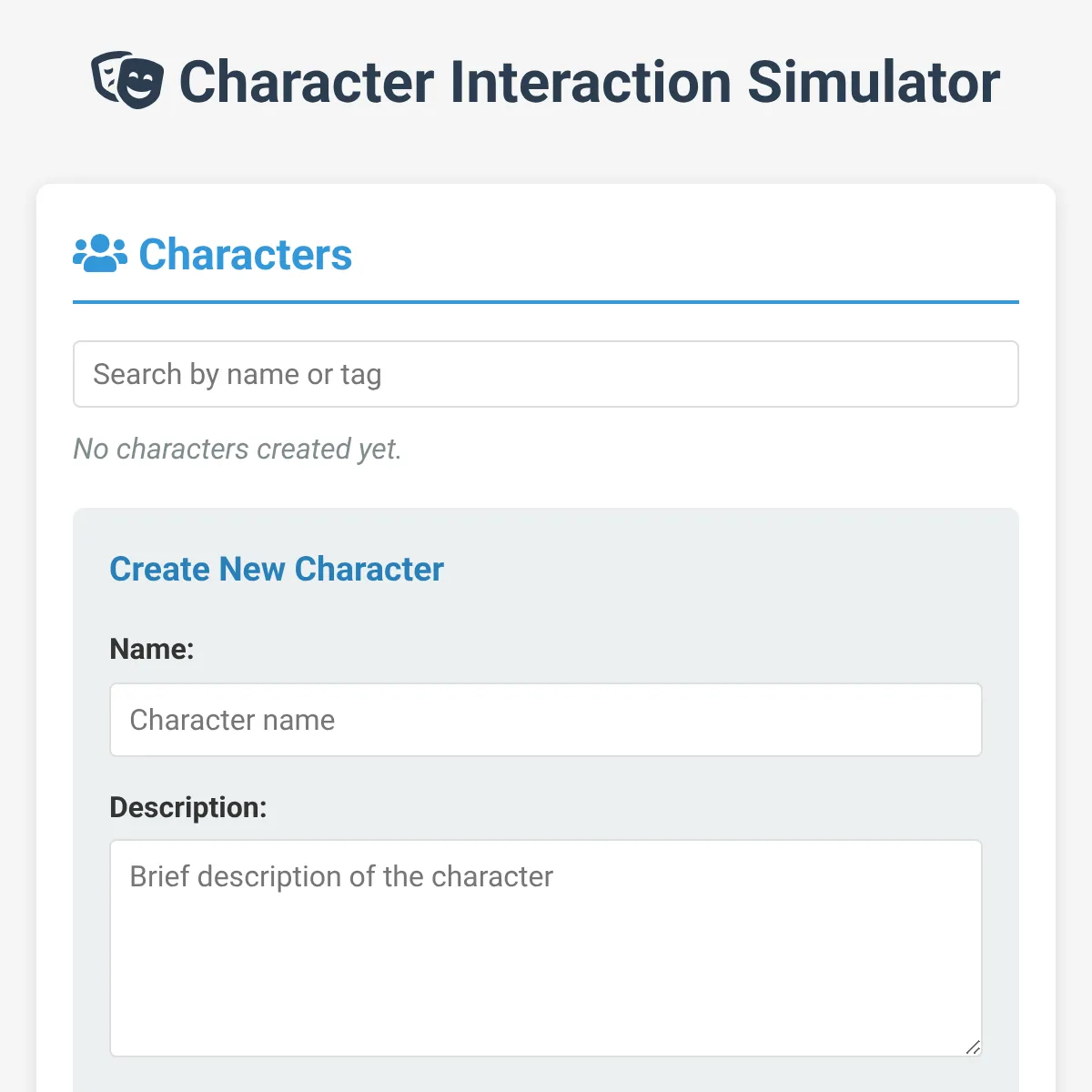 Character Interaction Simulator