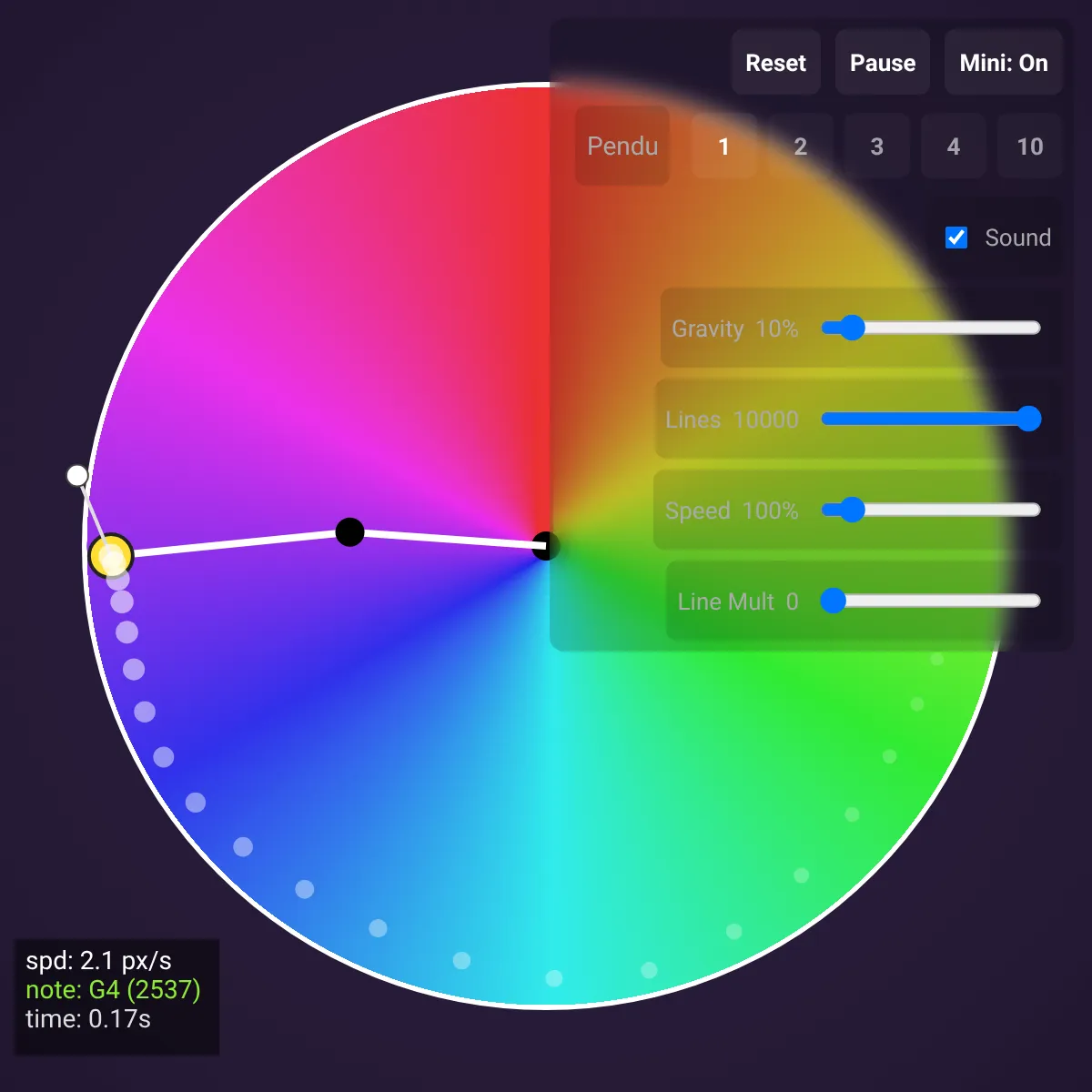 Double Pendulum — Touch Lines (up to 10000)