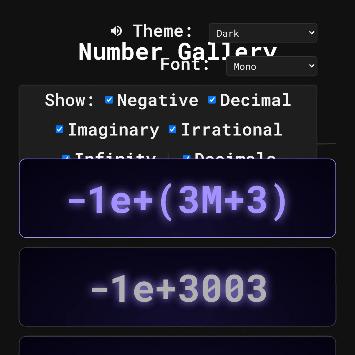 Number gallery + [ ️β]